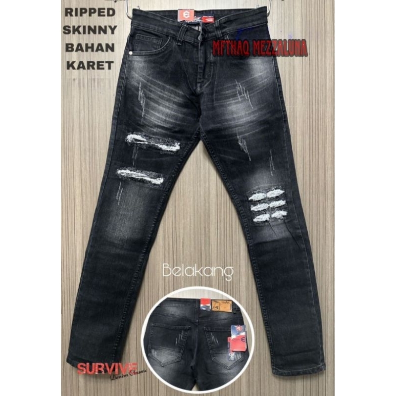 Jual BLACK WASH | CELANA JEANS PRIA SOBEK PREMIUM DENIM / CELANA ...