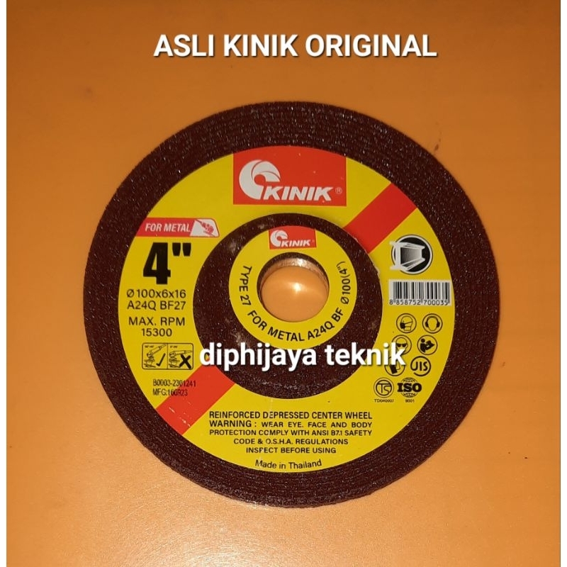 Jual Dijamin Asli Original Batu Gerinda / Mata Gerinda Kinik 4" A24Q BF ...