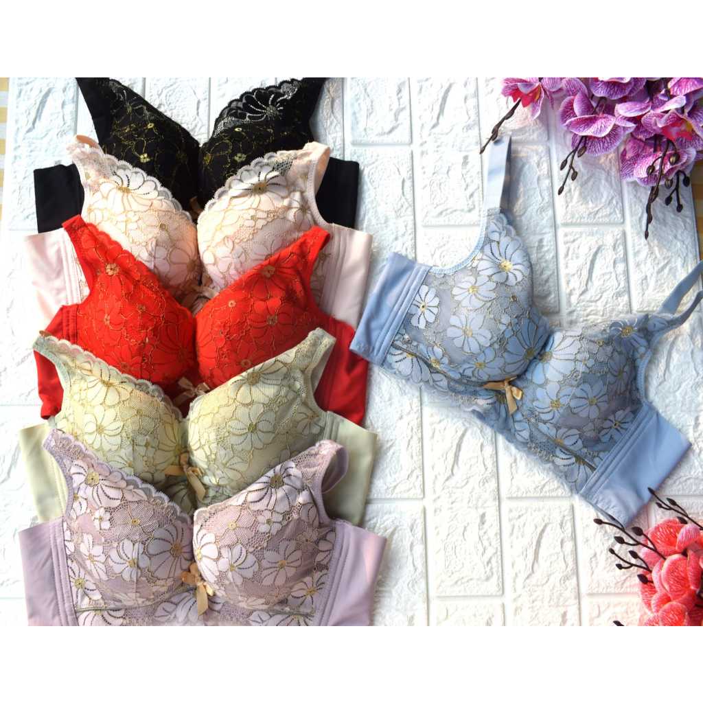 Jual BRA Wanita Push Up Penekan Lemakr BH Premium Berkawat Busa Tebal Sedang Cup B Kait 4 Motif ...
