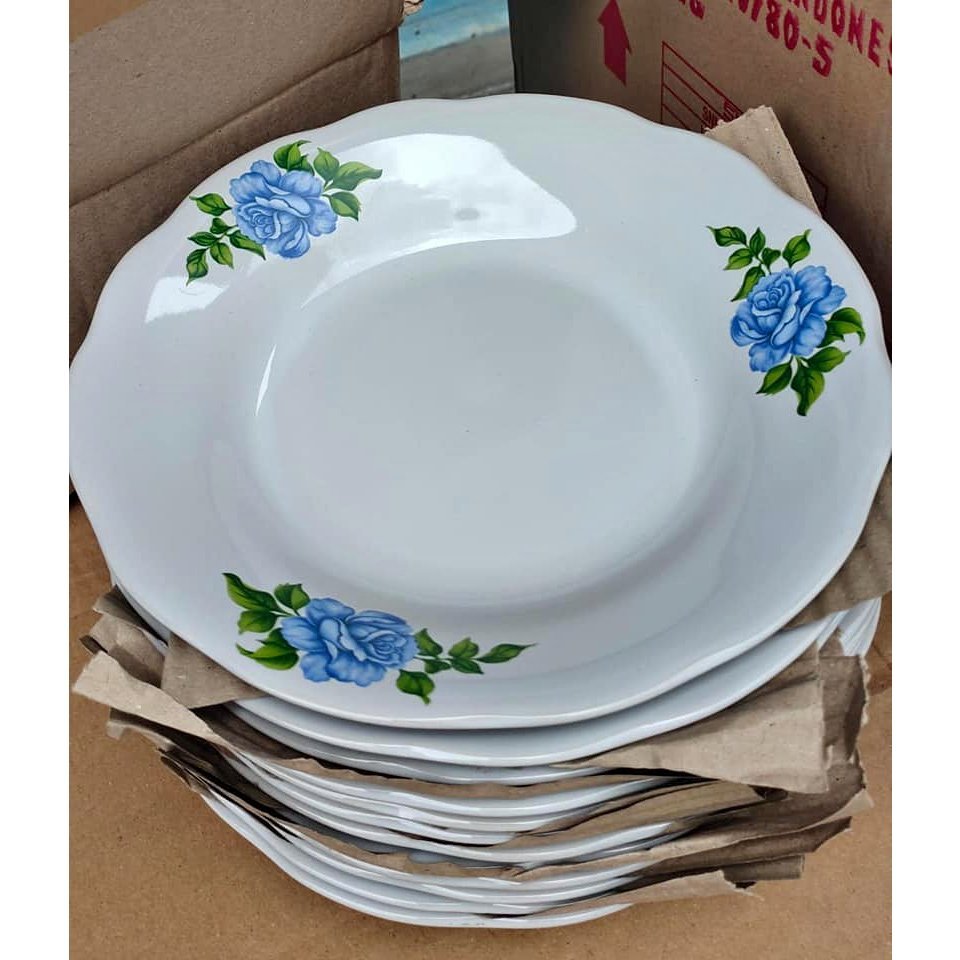 Jual Piring Keramik List Emas Set Isi 12 pcs/Piring Makan/Piring Saji ...