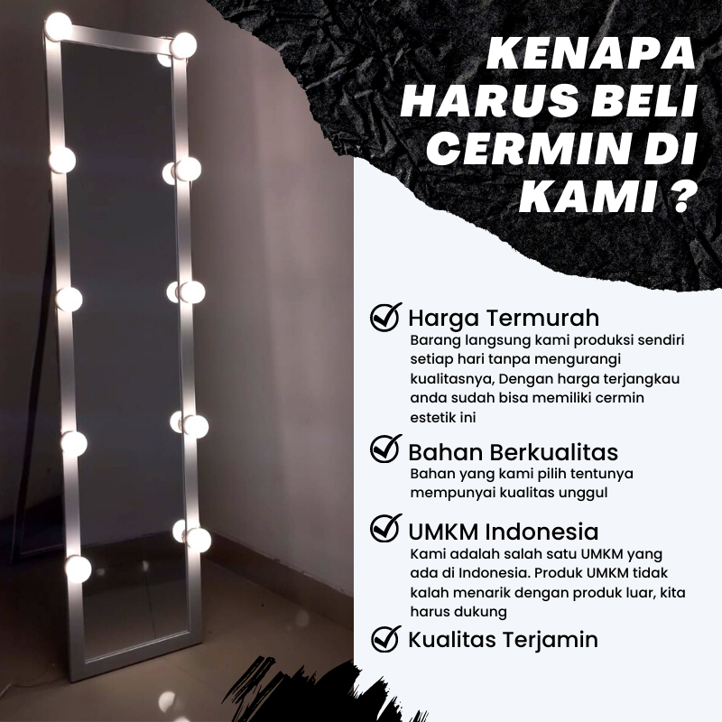 Jual Cermin Standing Vanity Mirror Kaca Lampu Make Up Rias Cermin Full ...