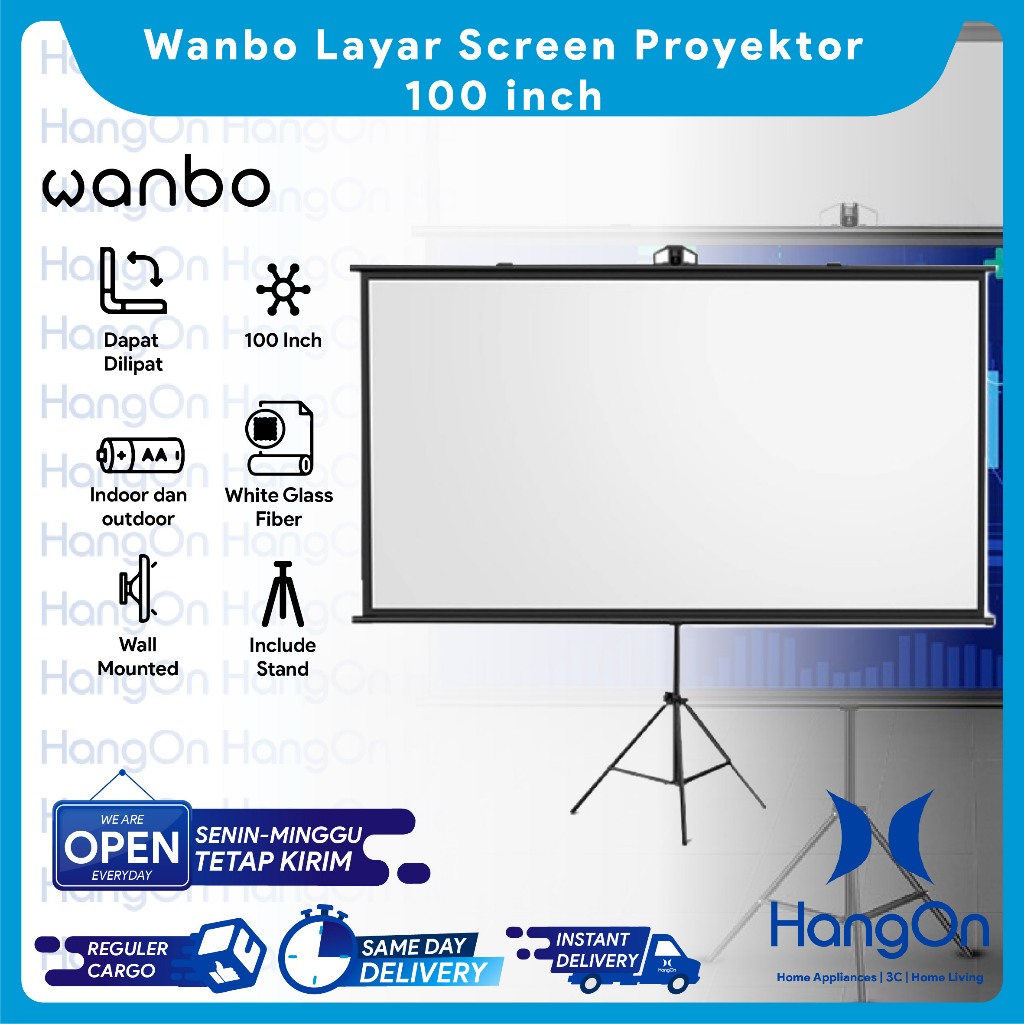 Jual Wanbo Layar Screen Proyektor 100 inch Wall Mount Projector 100 ...