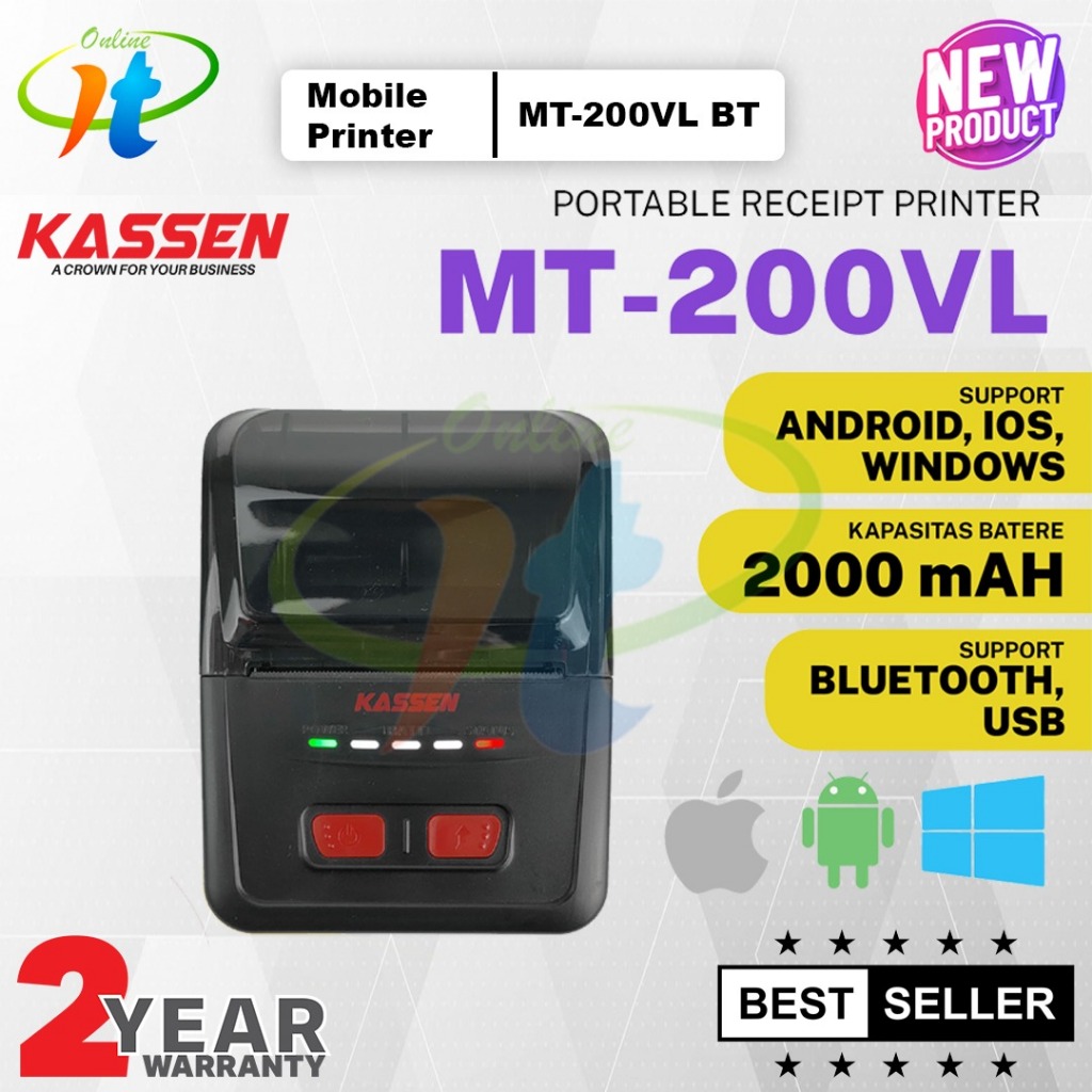 Jual Kassen MT200VL Mobile Printer Bluetooth 58mm Portable MT200 MT-200 RPP02N Support Mokapos ...