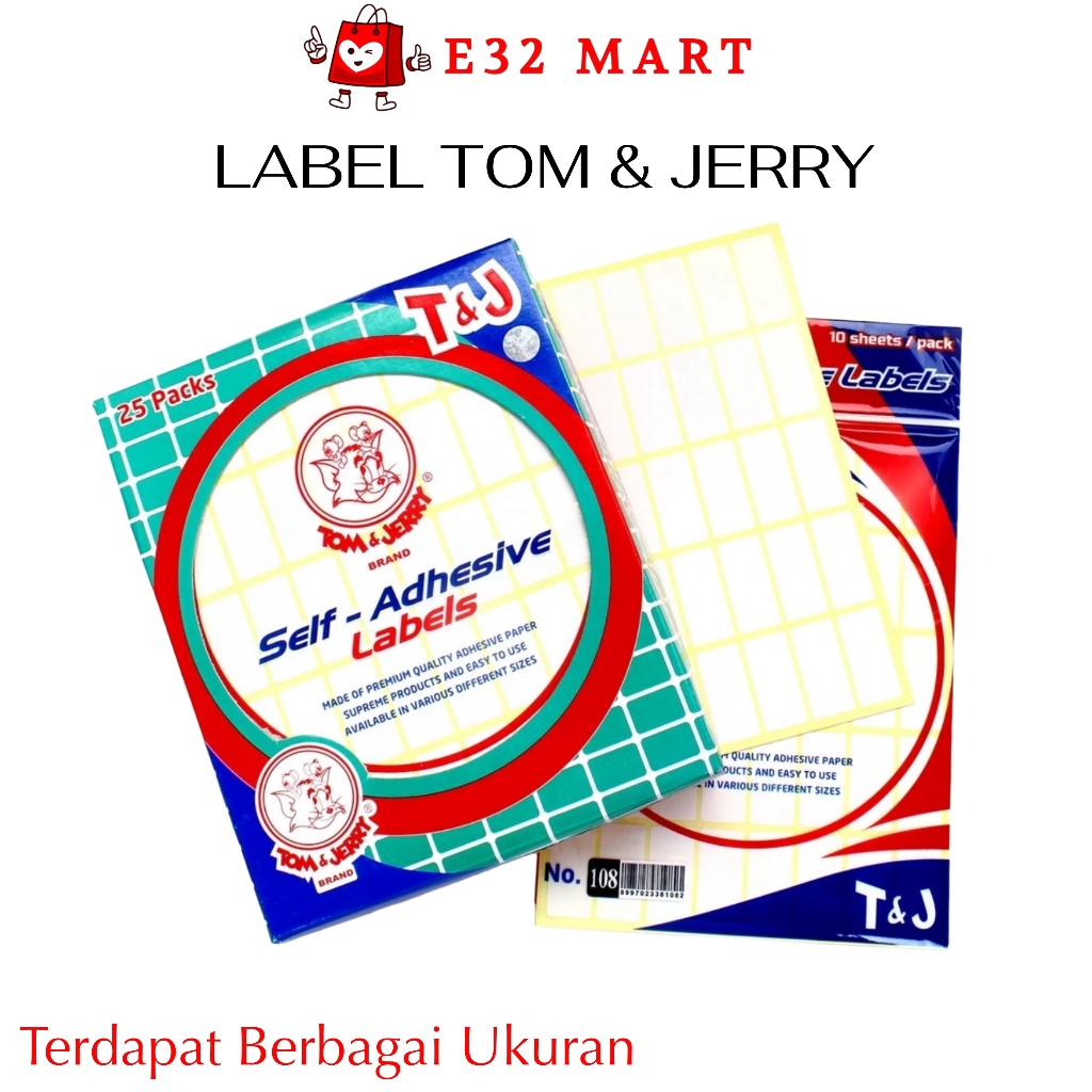 Jual E32 - Label Sticker Tom And Jerry Semua Ukuran Per Pak / Label ...