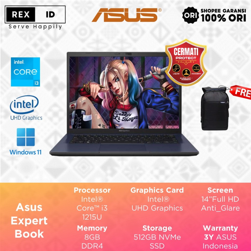 Jual Asus ExpertBook B1402CBA Intel i3-1215U 8GB 512GB Windows11 14"FHD ...