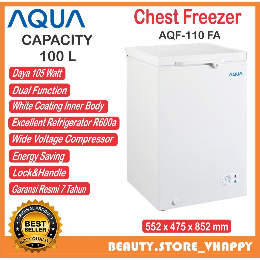 Jual Chest Freezer AQUA 100 Liter AQF 110 FA Garansi Resmi (Kota ...