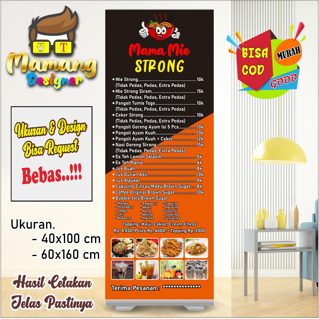 Jual Daftar Menu Bahan Spanduk MMT Spanduk Jajanan Warung bb | Shopee ...
