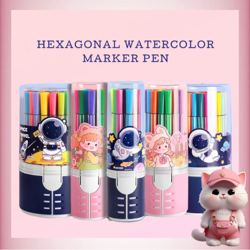 Jual N91 Spidol Warna Warni 1 Set Hexagonal Watercolor Marker Pen 12/24 ...