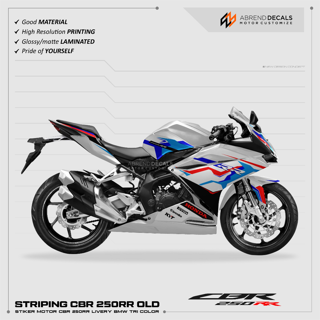 Jual STRIPING CBR 250RR LIVERY BMW TRI COLOR / STIKER MOTOR HONDA CBR ...