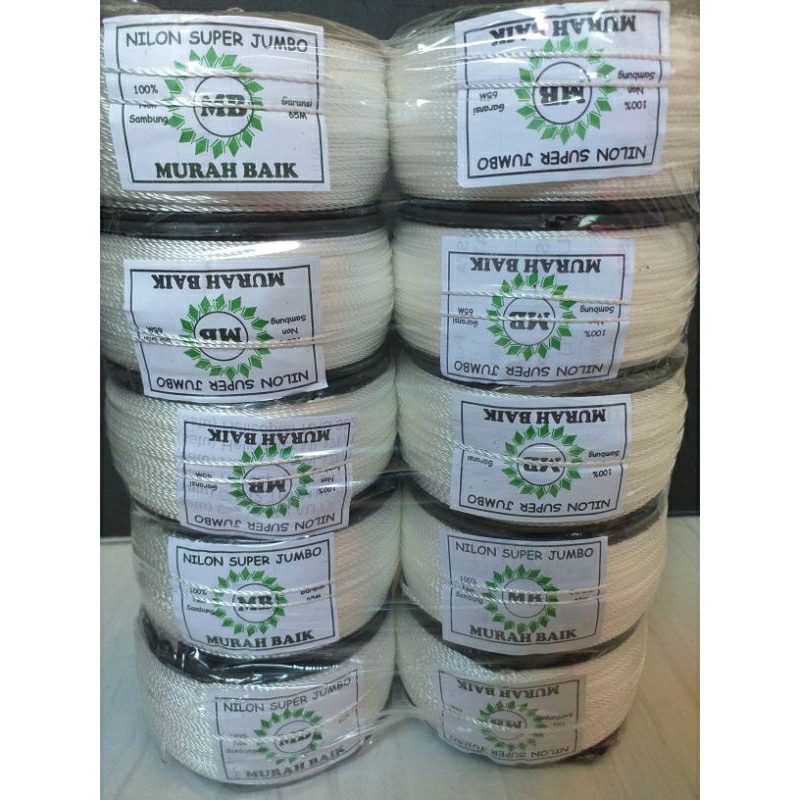 Jual 1 PACK BENANG NYLON/BENANG BANGUNAN/TALI BENDERA 65 M(isi 10 rol ...