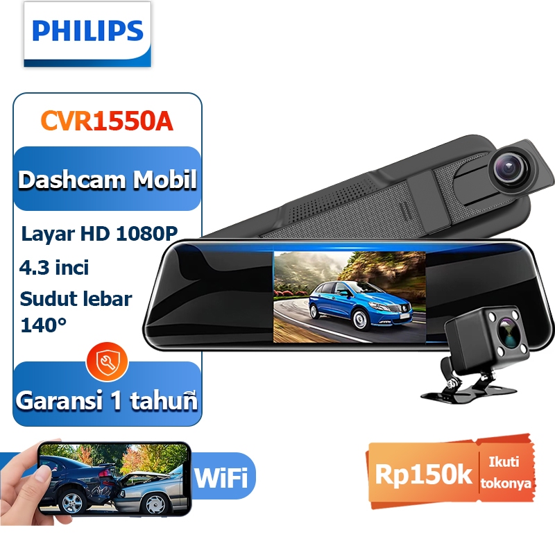 Jual Philips Dashcam Mobil Layar Sentuh 1080P HD 4.3 Inch Car Camera ...
