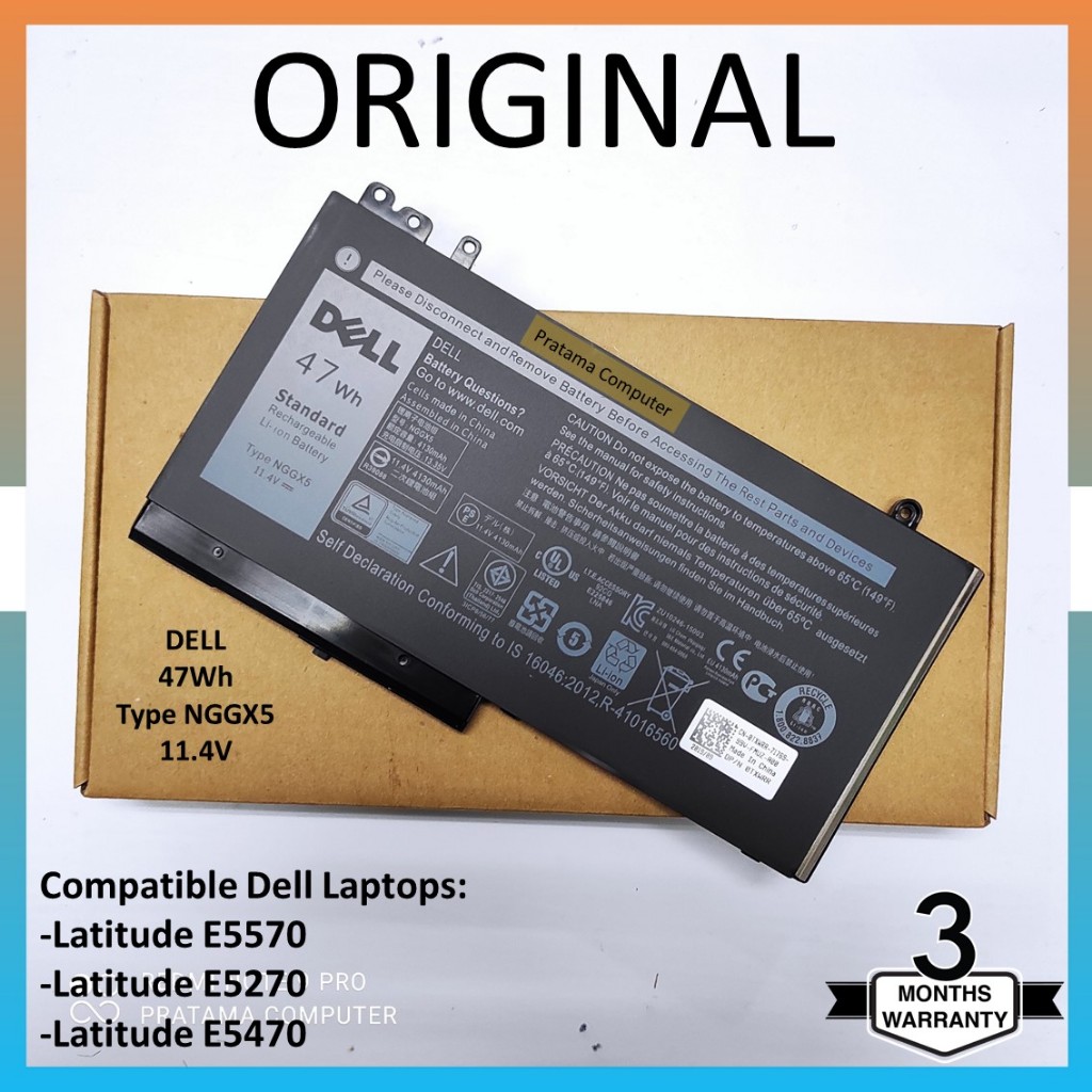 Jual Baterai Laptop Dell Latitude E5470 E5270 Series NGGX5 47Wh ...
