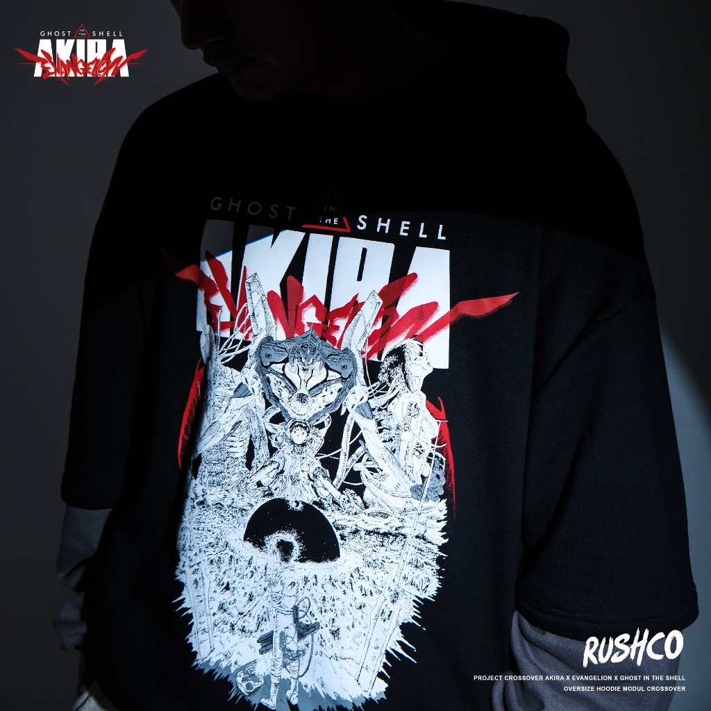 Jual Hoodie Oversize Project Crossover Akira x Evangelion X Ghost In The Shell | Shopee Indonesia