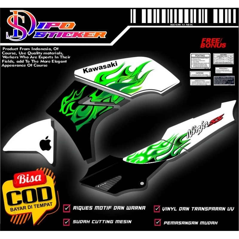 Jual sticker striping ninja ss custom api 55 transpran UV(bisa riquest ...