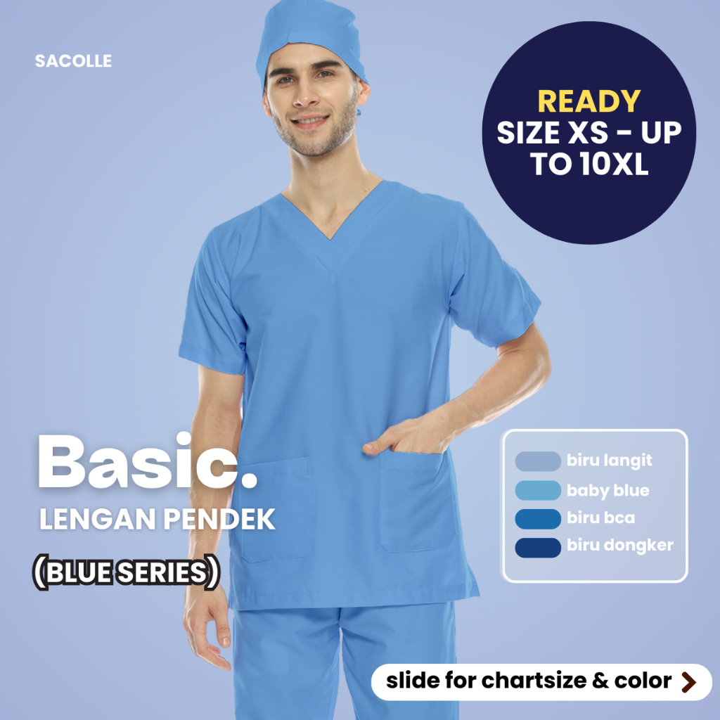 Jual Blue Series Lengan Pendek Baju Jaga Set Baju Dan Celana Jaga Ok
