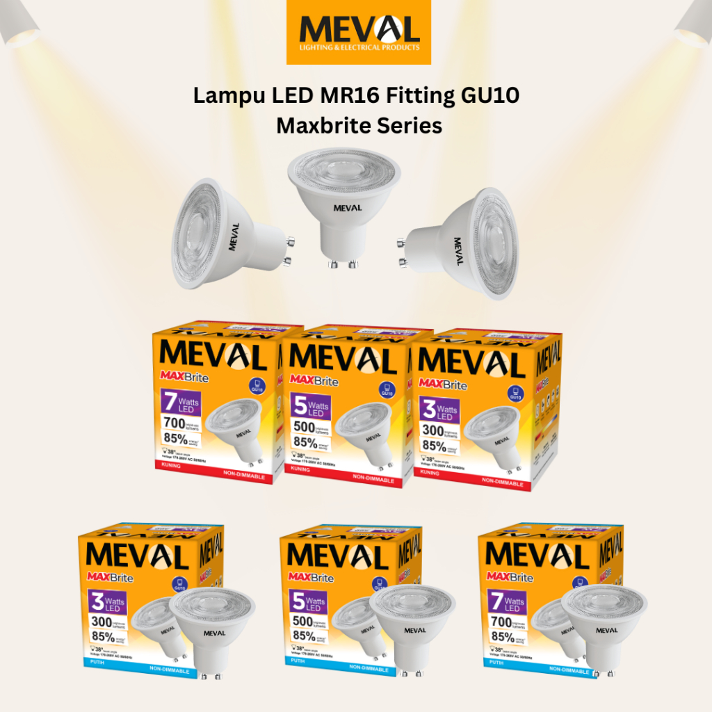 Jual MEVAL Lampu LED MR16 Fitting GU10 Maxbrite Series | Shopee Indonesia