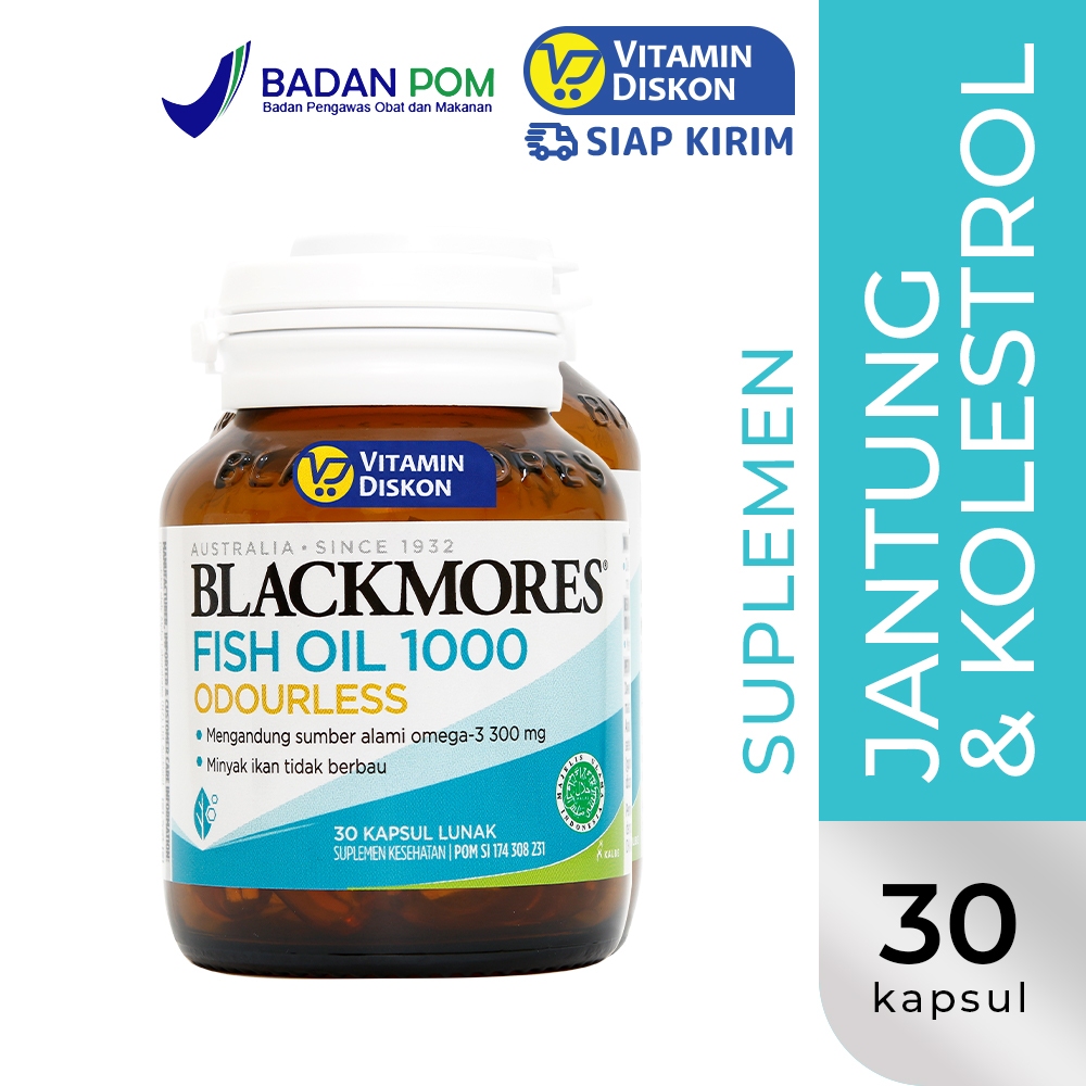 Jual Blackmores Odourless Fish Oil 1000 BPOM Kalbe 30 Caps | Suplemen ...
