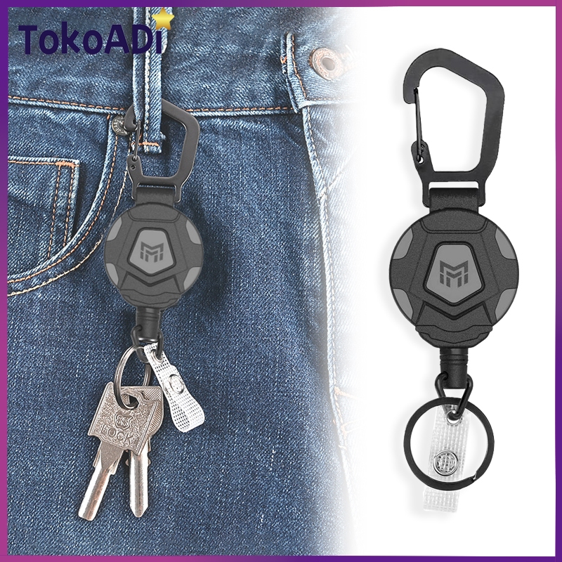 Jual Gantungan Kunci Tarik Tali Kawat Retractable Keychain Anti Loss ...