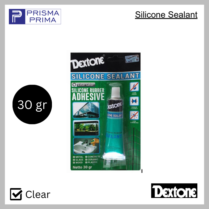 Jual Lem Kaca Silicone Sealant Dextone Clear Bening 30 gr | Shopee ...