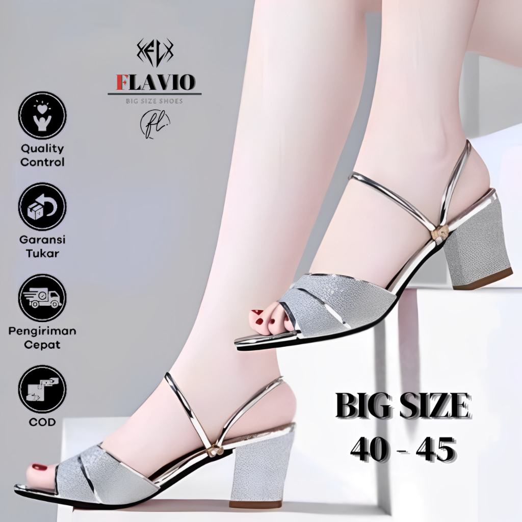 Jual Toko Flavio - Big Size 40-45 | Sandal Heels Super Jumbo / Sepatu ...