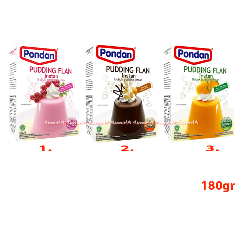 Jual Pondan Pudding Flan 180gr Bubuk Puding Instan Rasa Coklat ...