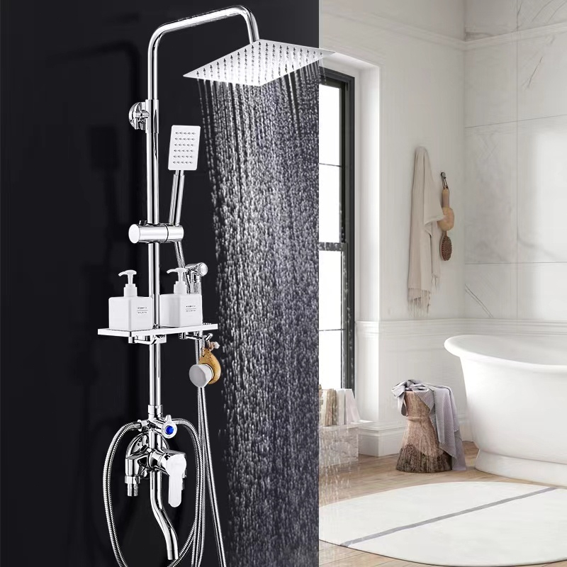 Jual Paket Shower Head Shower Kamar Mandi Full Set Kran Cabang Shower 304 Persegi dengan Kran ...