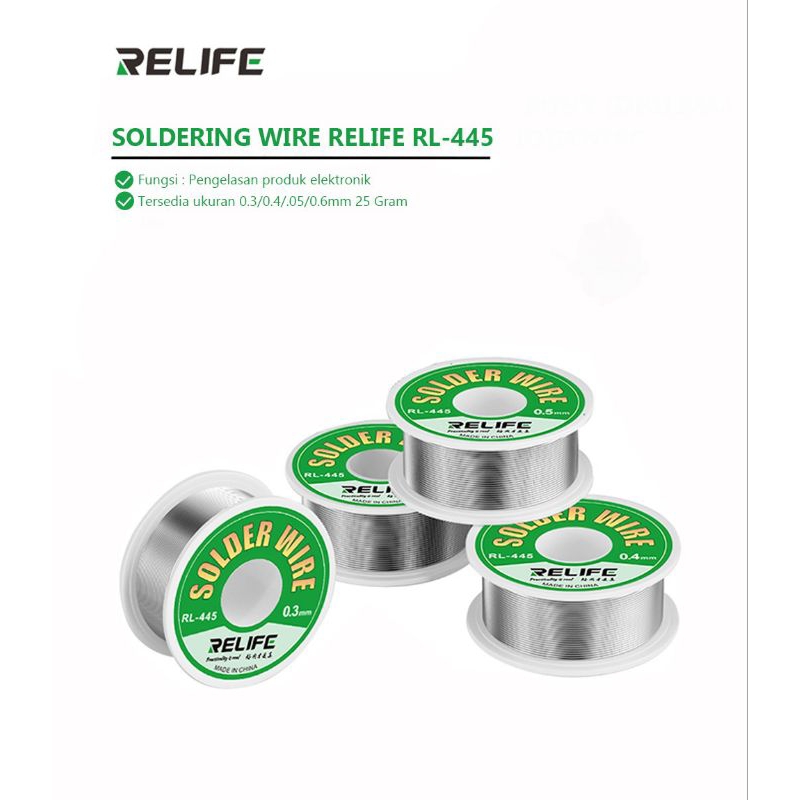 Jual SOLDER WIRE / TIMAH SOLDER GULUNG RELIFE RL-445 0.4MM / 0.5MM / 0 ...