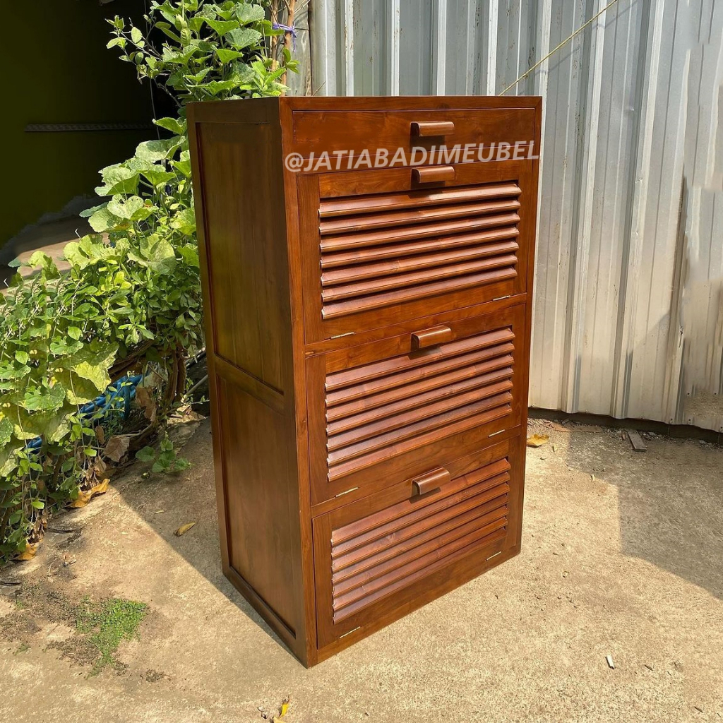 Jual Rak Lemari Tempat Sepatu Sandal Minimalis Kayu Jati, Almari ...