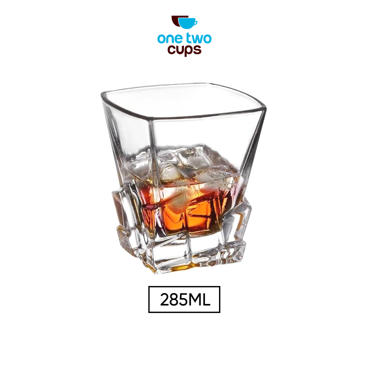 Jual One Two Cups Gelas Crystal Cube Cut Rock Glass 285ml - YJ101 ...