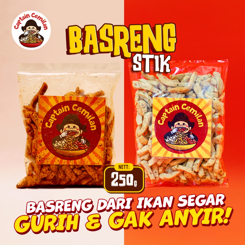 Jual Basreng Stik Daun Jeruk Pedas Original 250gr Captain Cemilan ...
