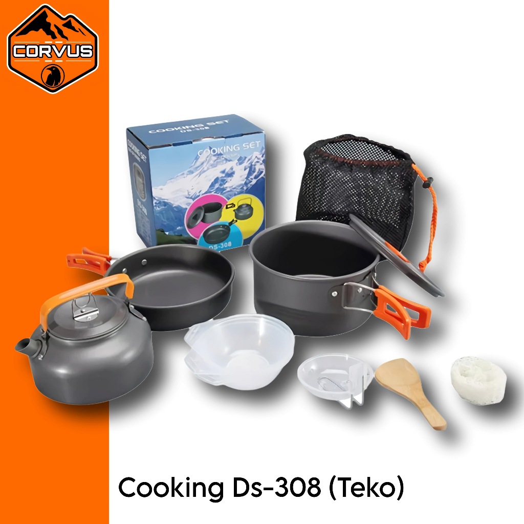 Jual corvus outdoor Cooking set Ds-308 | Cooking Set Camping | nesting ...
