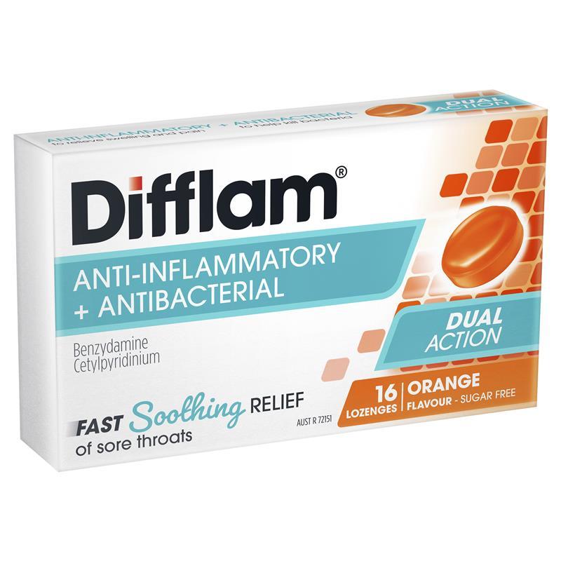 Jual Difflam Sore Throat Sugar Free Orange 16 Lozenges Australia ...