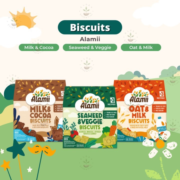 Jual Alamii Multigrain Biscuits 60gr - Oat Milk Biscuits - Snack ...