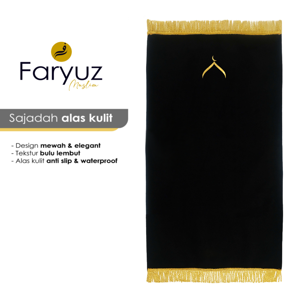 Jual Sajadah Velboa Hitam Premium Lembut dengan Alas Kulit Anti Slip ...