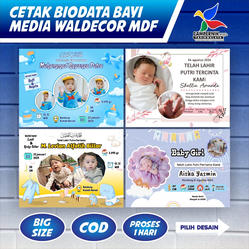 Jual BABY BIO WALLDECOR 30x 40cm MDF CUSTOM DESIGN / BIODATA BAYI ...