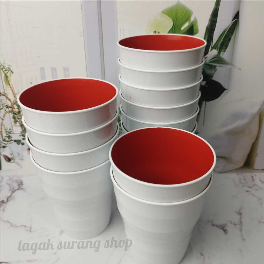 Jual 6 PCS /12 PCS GELAS RAMEN MERAH PUTIH /GELAS RAMEN UKURAN 300 ML ...