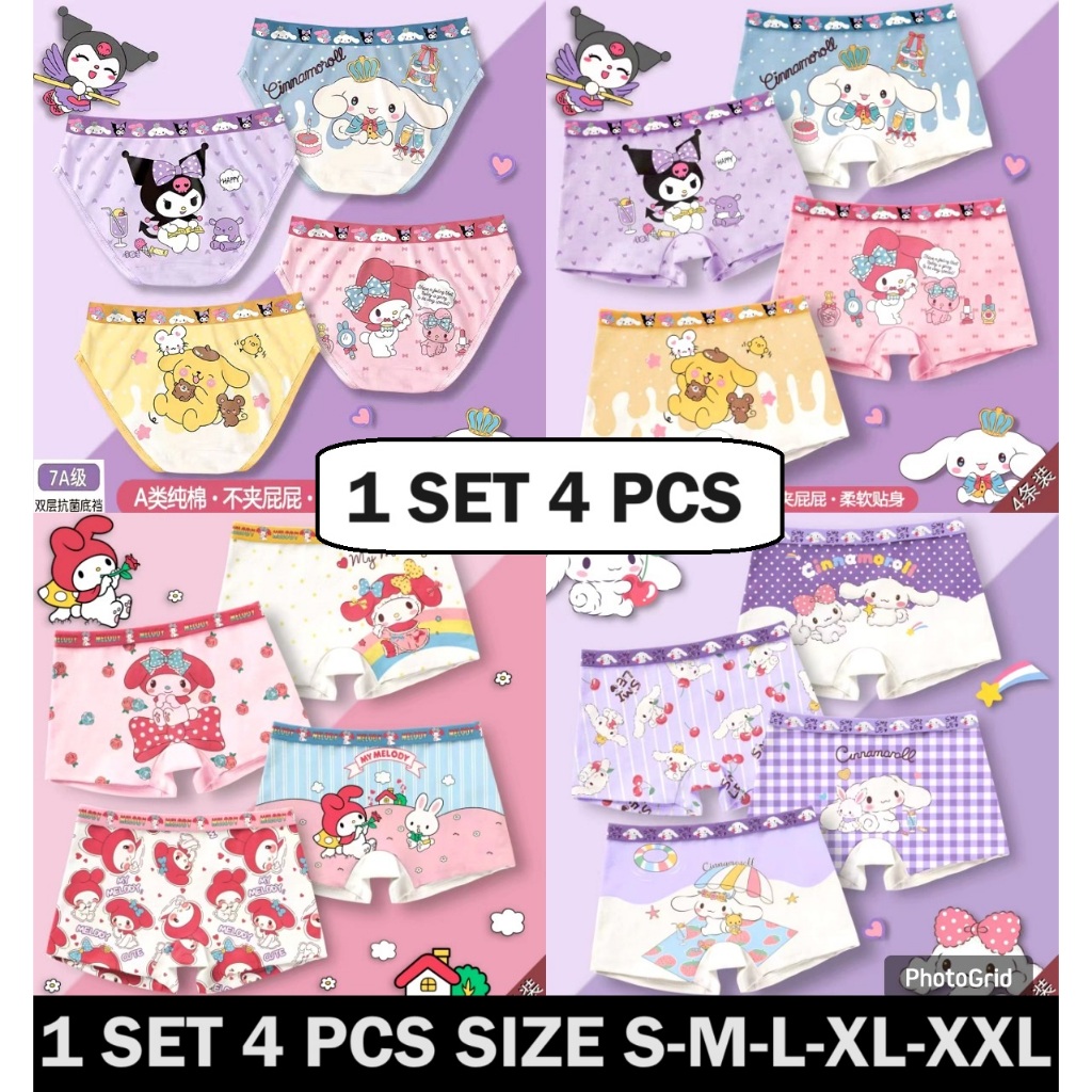 Jual 1 SET 4 PCS Celana dalam anak perempuan Sanrio Premium cotton 100% ...