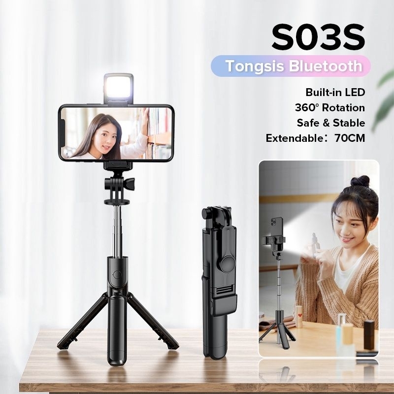Jual Tripod Tongsis Bluetooth Magic S03-S Led 4 IN 1 + Tripod Selfie ...