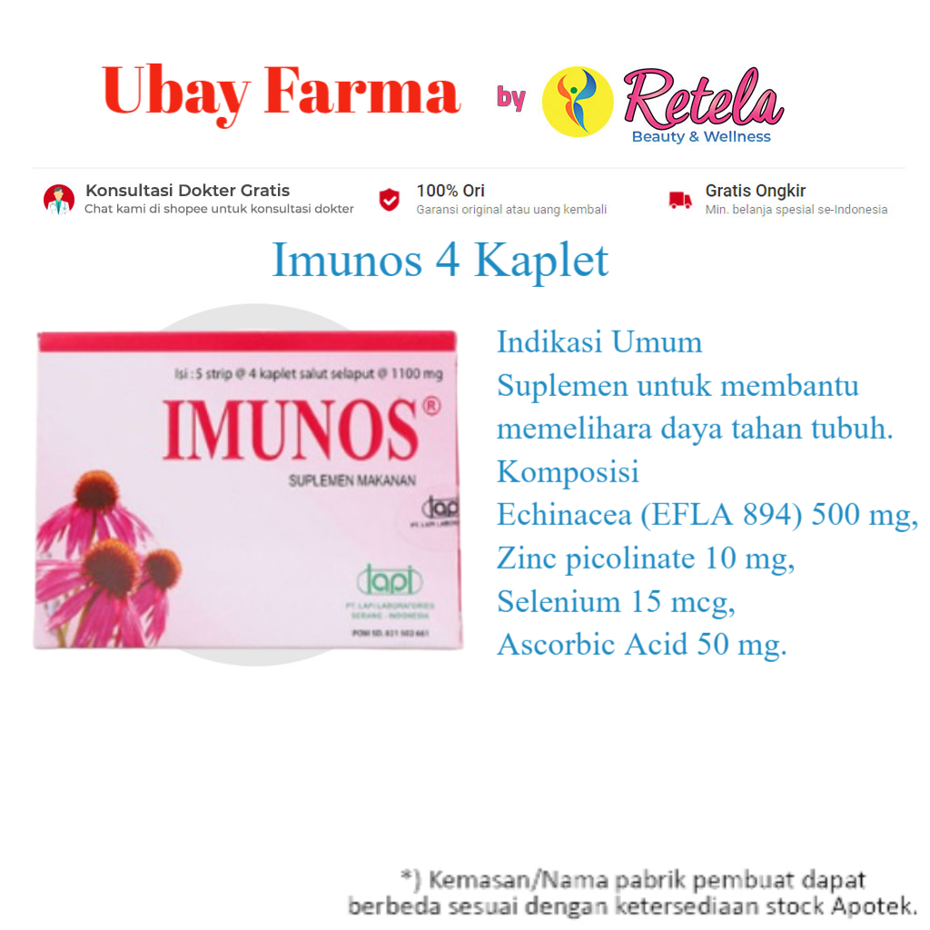 Jual Imunos 4 Kaplet / Vitamin / Imun | Shopee Indonesia