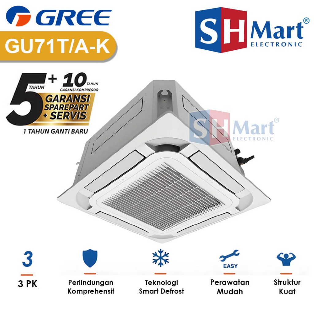Jual AC CASSETTE GREE 3 PK GU71T/A-K 1 PHASE NON INVERTER GARANSI RESMI | Shopee Indonesia