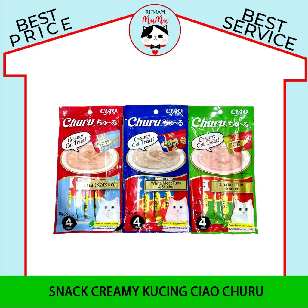 Jual SNACK KUCING CREAMY TREATS CIAO CHURU PACK ISI 4 STICK | Shopee Indonesia