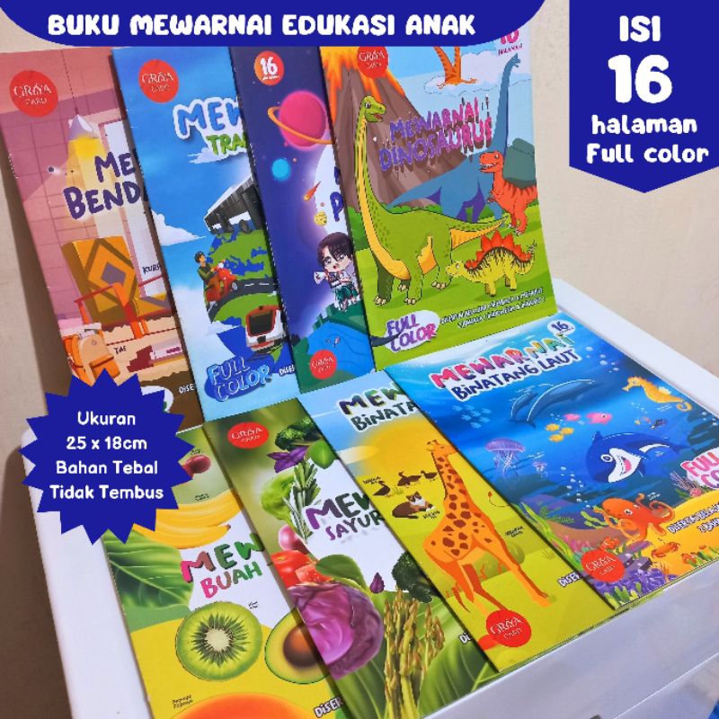 Jual Buku Mewarnai Anak TK PAUD | Buku Mewarnai Full Color | Buku ...