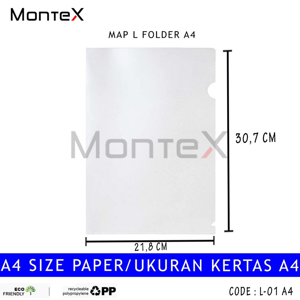Jual MONTEX MAP L FOLDER A4 MAP PLASTIK A4 / L-01 A4 (SATUAN) | Shopee ...