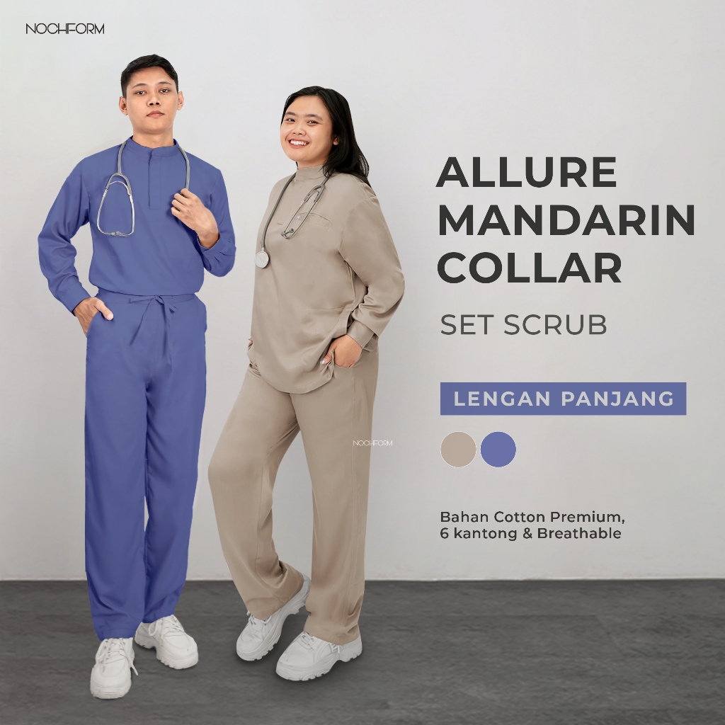 Jual 𝐍𝐎𝐂𝐇 𝐅𝐎𝐑𝐌 Allure Mandarin Collar Set Scrub Lengan Panjang / Doctor ...