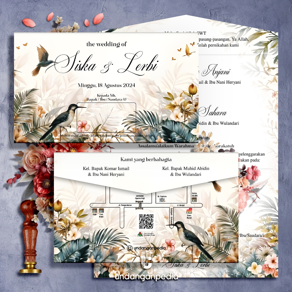 Jual Undangan Pernikahan Semi Amplop. Tema Tropis. Bahan Laminating ...