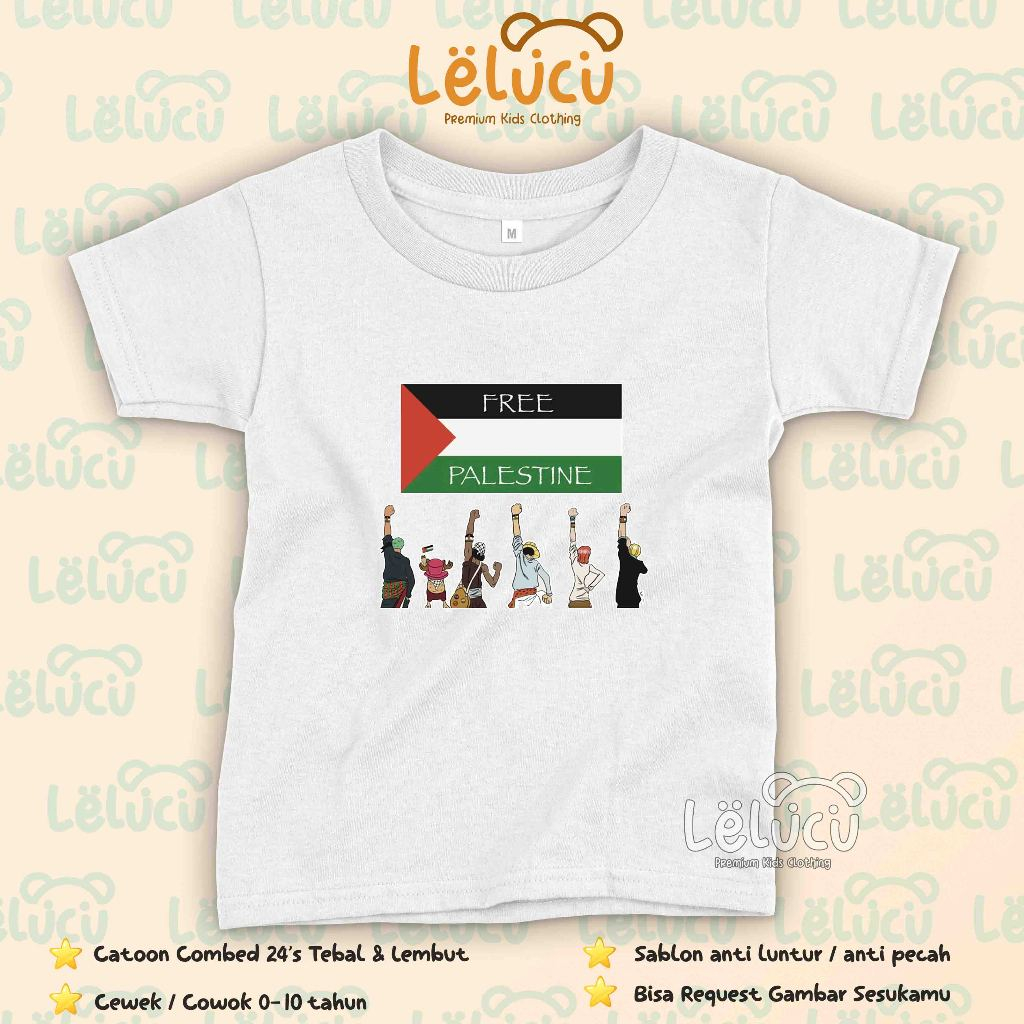 Jual Baju atasan kaos anak ONE PIECE X FREE PALESTINE luffy palestina ...