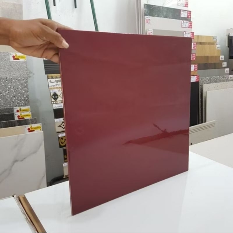 Jual keramik merah polos 40x40/keramik maron polos/keramik lantai ...