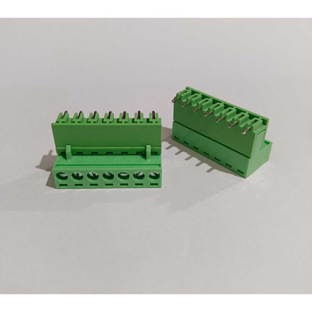 Jual Terminal blok 7 pin 5.08 mm plugable connector konektor hijau Siku ...