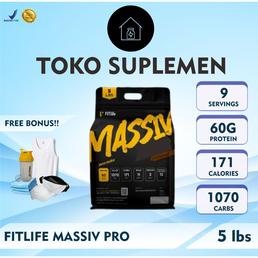 Jual FITLIFE MASSIV GAINER 5 LBS - FITLIFE MPRO MASS GAINER 5LBS (2,4 ...