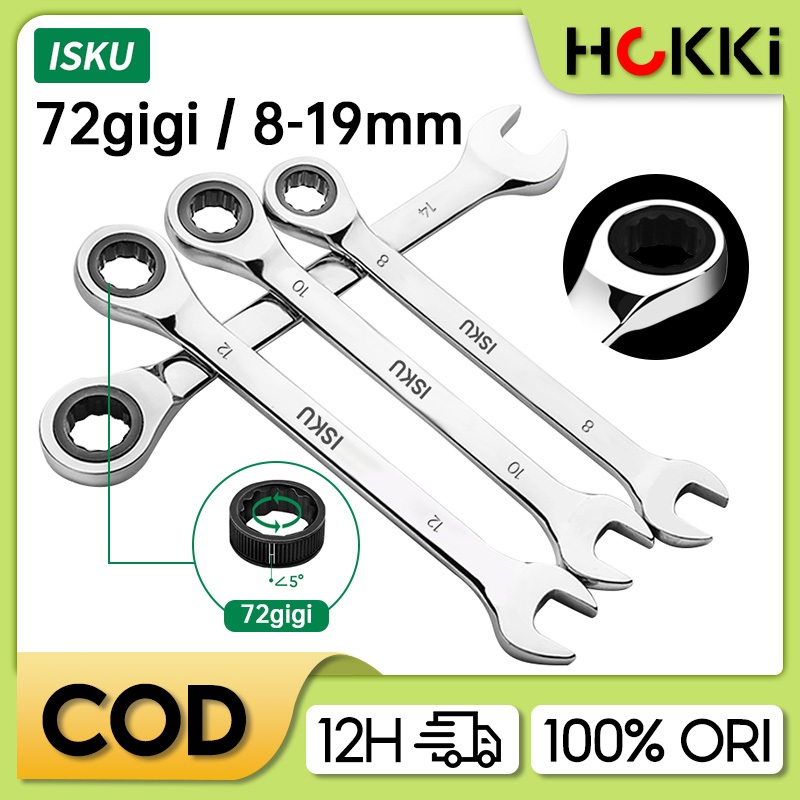 Jual Isku Kunci Rachet 72gigi 8-19mm Kunci Ring Pas Bolak Balik Kunci Flexible Kombinasi Ratchet ...